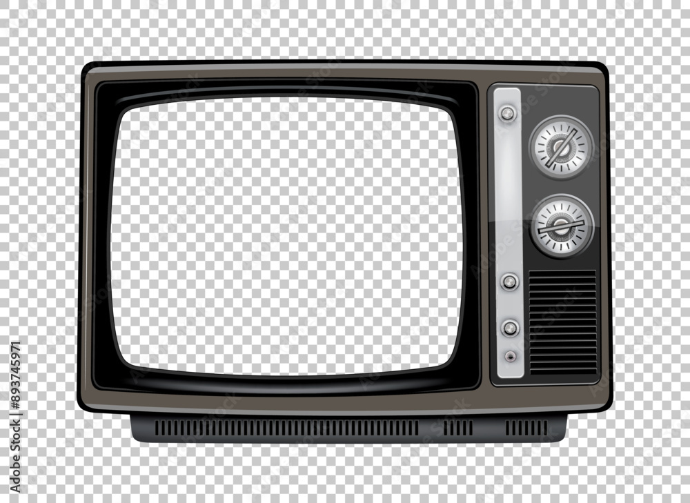 Vector retro television mock up isolate on transparent grid Stock ...