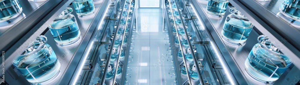 Biomanufacturing Process In A High Tech Facility Top View Visualizing Future Production