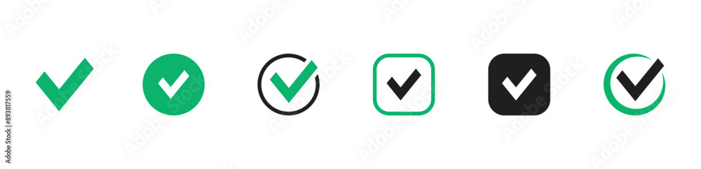 Check mark icon set. Checkmarks and confirm. Check marks for agreement ...