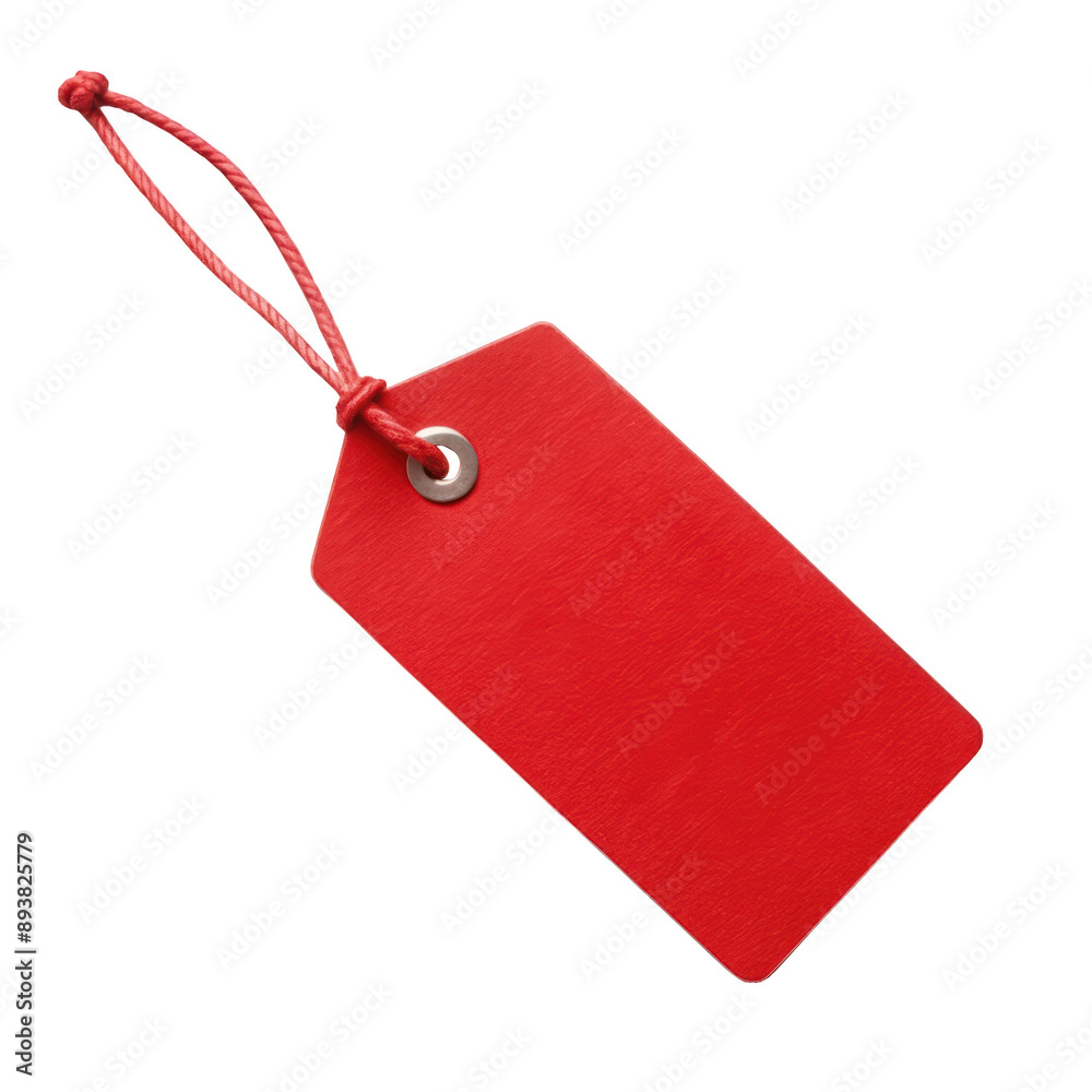 A vibrant red tag featuring a smooth surface and a secure tie, perfect ...