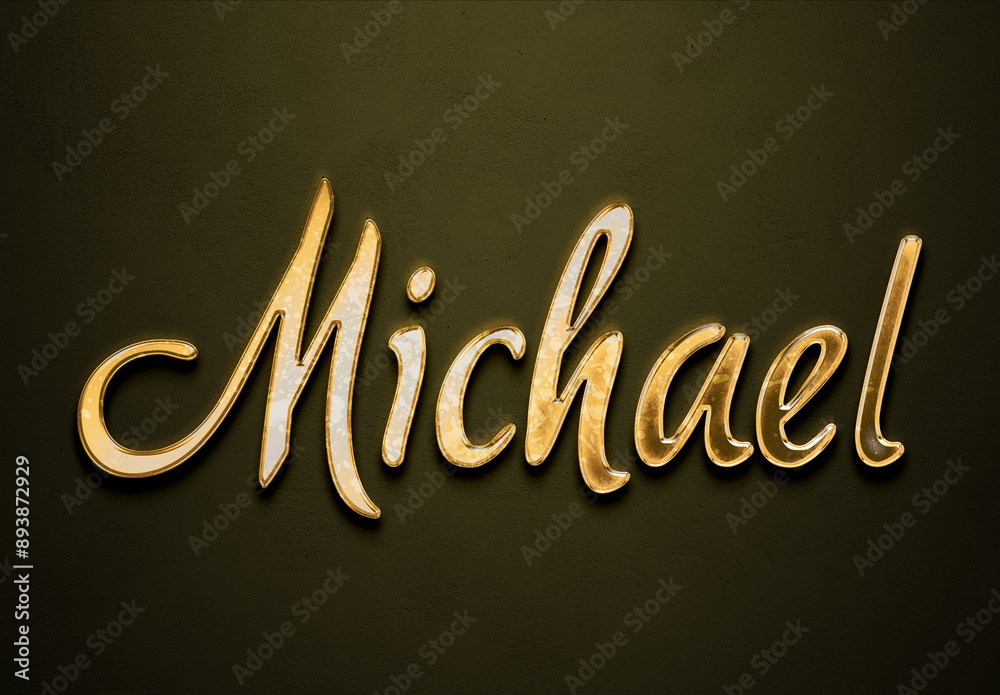 Old gold text effect of Deutsche name Michael with 3D glossy style ...