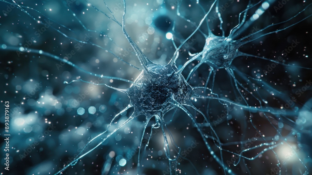 Microscopic view of neuron structure with myelin sheath, axons ...