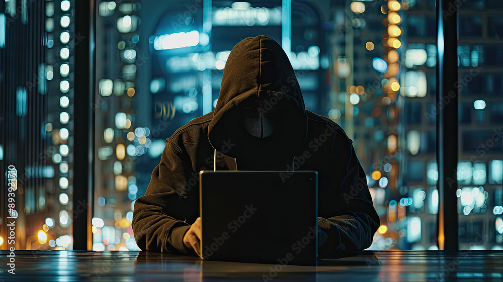 ภาพถ่าย Stock Dangerous Hooded Hacker, Cybersecurity Threat, Anonymous ...