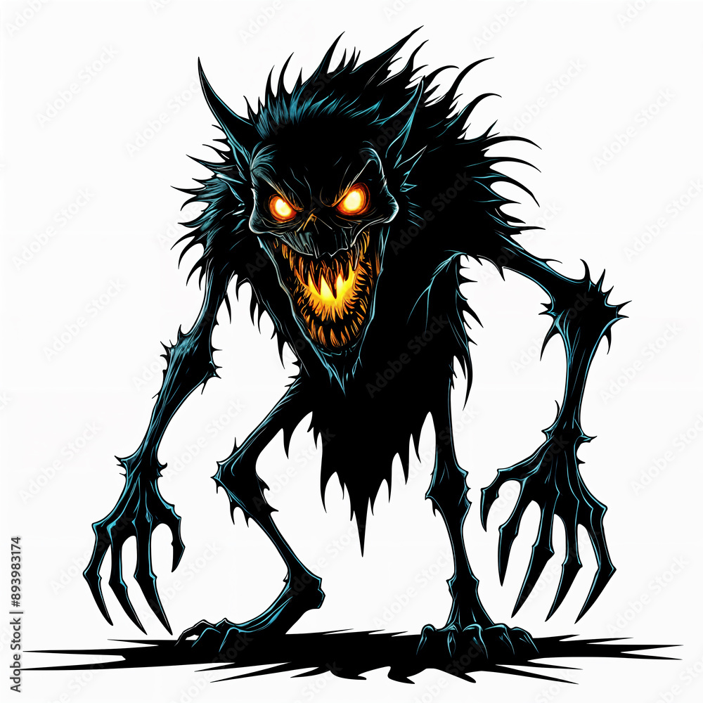 Stylized cartoon monster that resembles a creature with a menacing ...