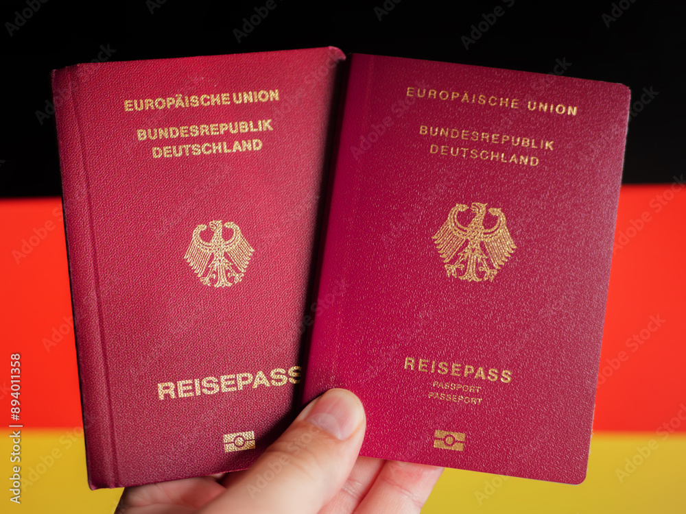 New and Old Designs of German Passports Compared Stock Photo | Adobe Stock