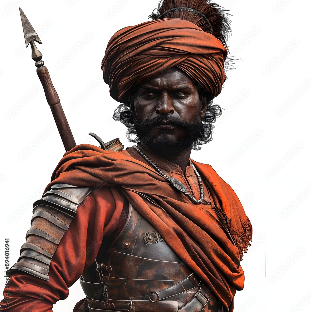 62. "An Indian Maratha warrior in traditional armor and a turban ...