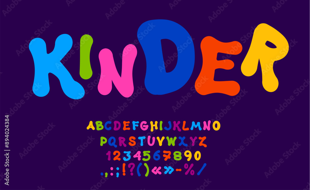 Funky font, funny cute type, children typeface, cartoon game english ...