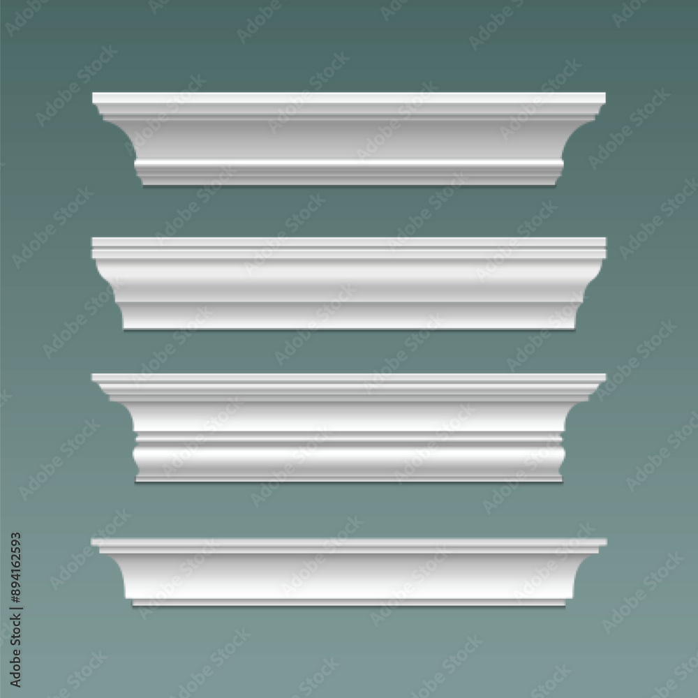 Crown cornice trim for ceiling. Wall moulding isolated frame ...