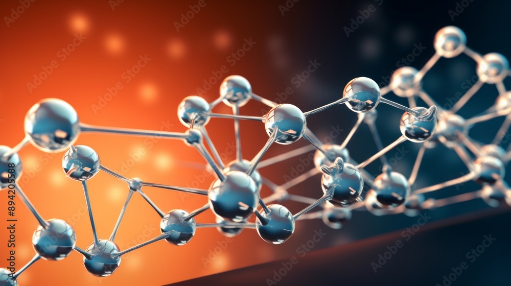 3d illustration of a detailed molecule model with connected atoms ...