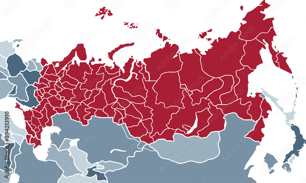 Russia map with individual colors,isolated on white background for ...