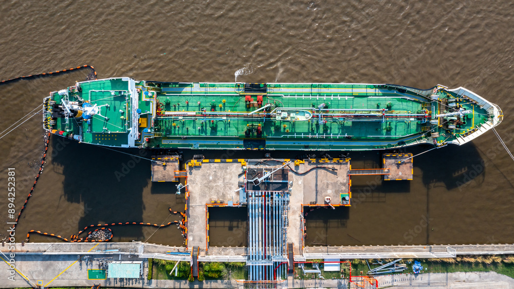 Aerial top view Oil and Gas tanker ship LPG tanker ship transportation ...