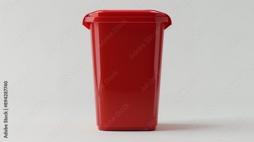 Stack of biological biohazard infected red bins. Sign showing the ...