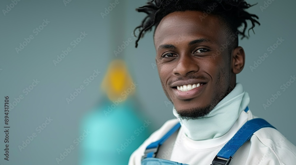 Realistic hyper-detailed portrait of a cheerful young African man ...