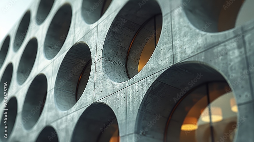 Geometric building facade. Close-up of modern architecture with ...