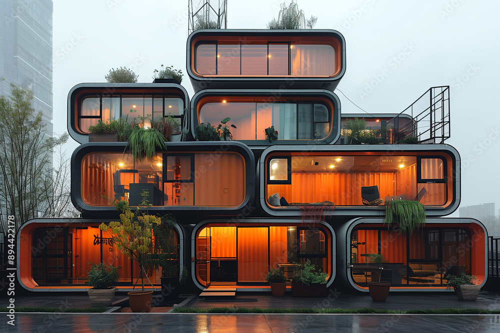 a modern modular home constructed from shipping containers, mobile ...