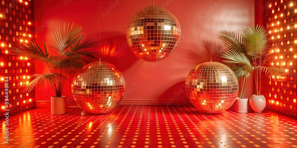 Retrofuturistic interior with glowing neon stripes, slatted floors and ...