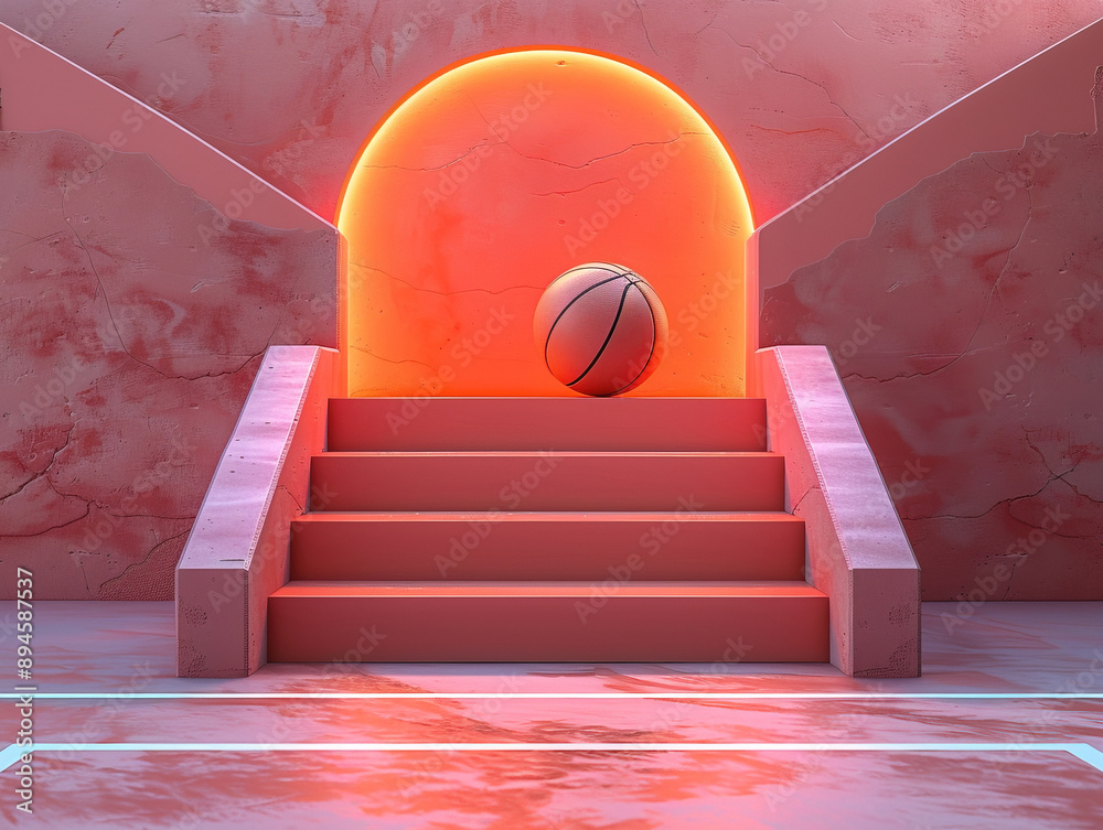 Podium background basketball product sport ball 3D stand court ...