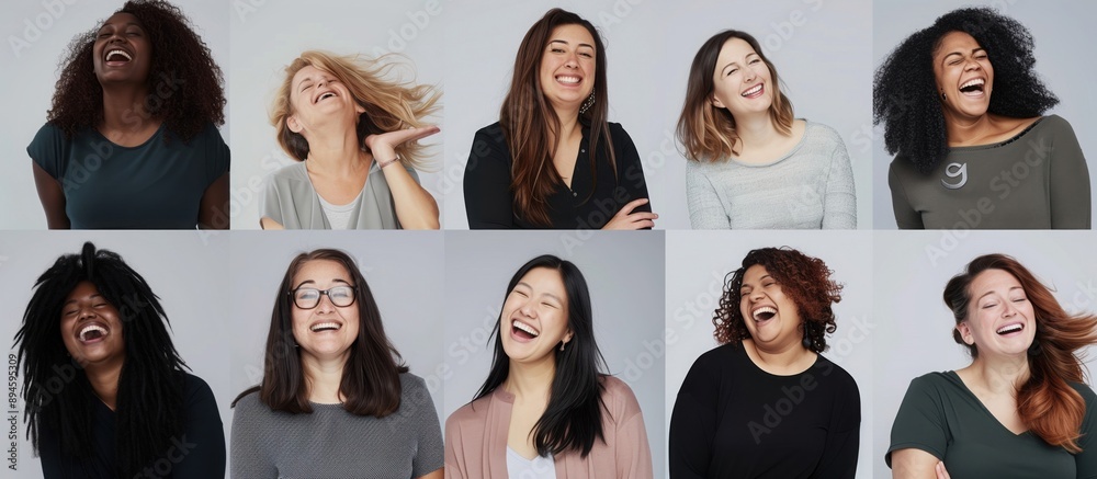 Faces of women of different ages, races and nationalities on a ...