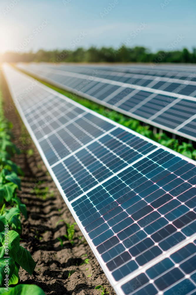 Solar panels in a field harnessing sunlight to generate clean energy ...
