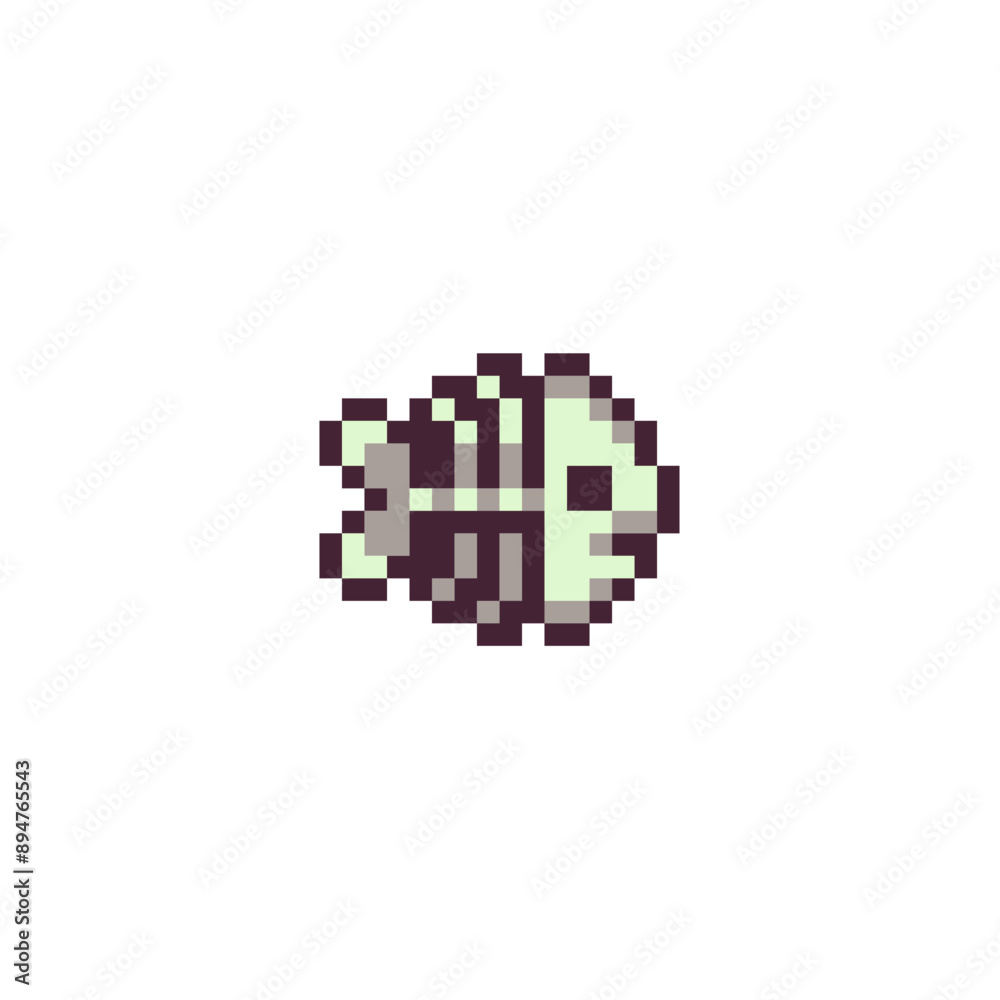 Fish skeleton emoji, pixel art icon, design for tattoo, logo, sticker ...