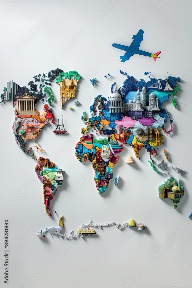 Imagine a world map that displays cultural landmarks from around the ...