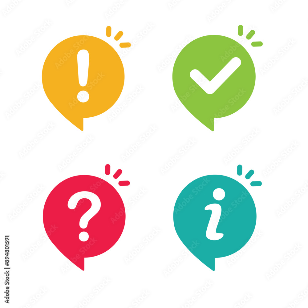 Vector de Stock Icon set of check mark, question mark, exclamation ...