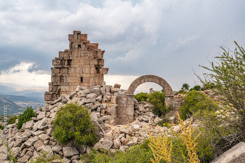The scenic views of Zengibar Kalesi, İsaura ancient city at 1800 m ...