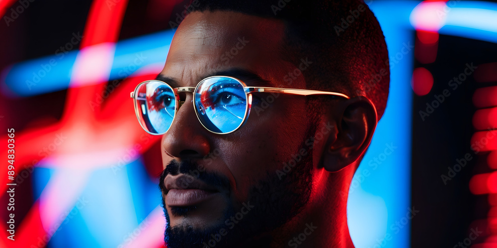 AI cyber security threat analyst illustration, black african american ...