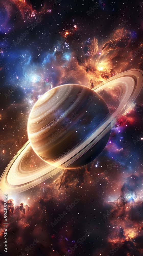Imagen vertical del planeta Saturno del sistema espacial Stock ...