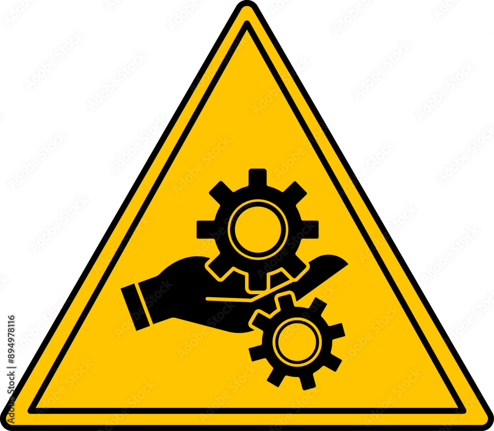 Yellow Sign Entanglement Hazard. Vector Icon. Hand Got Tangled in ...