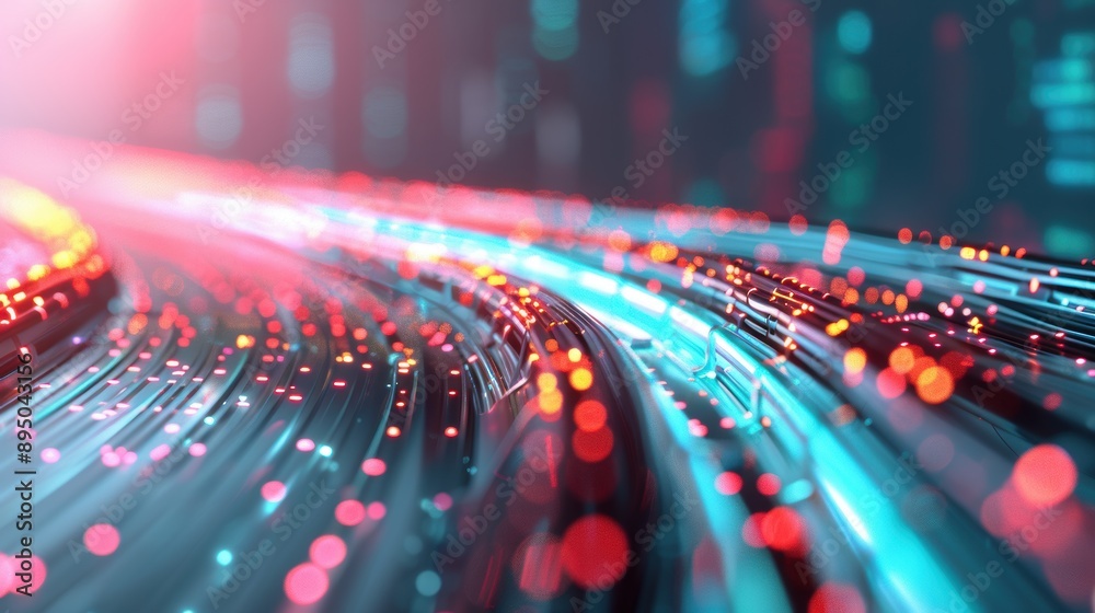 An abstract representation of digital data streams being protected by ...