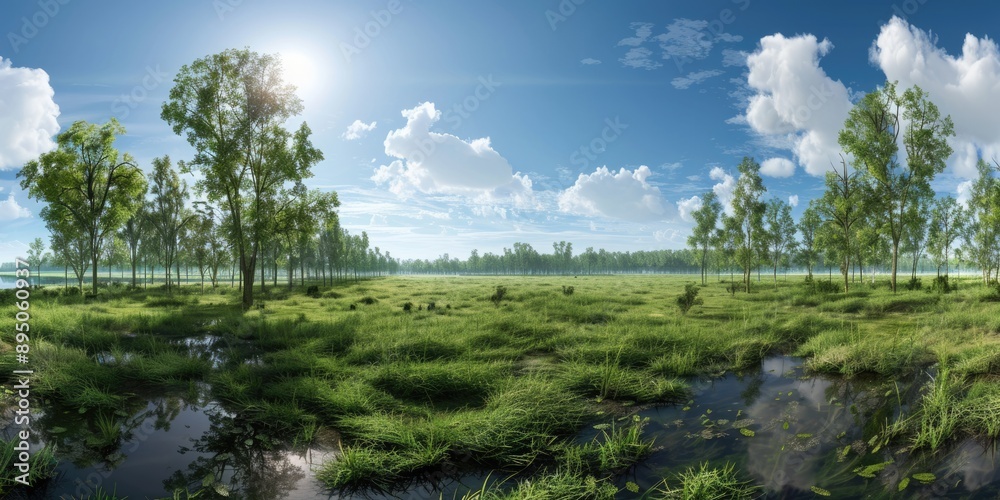 HDRI Environment: 360 Spherical Panorama of Beautiful Countryside Farm ...