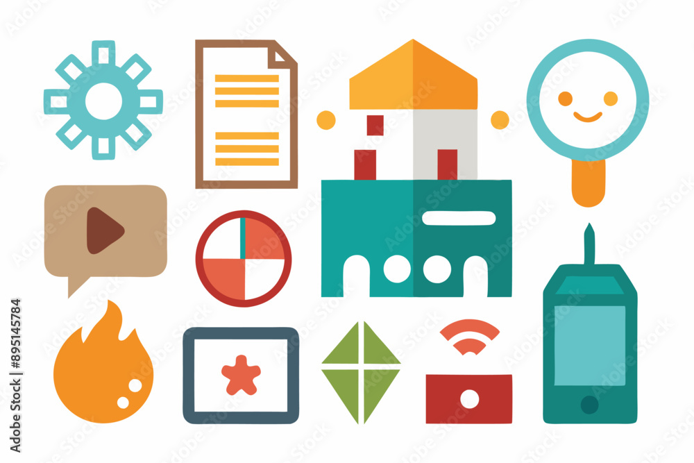 White Background Icons Vector Illustration Cartoons, Clipart, and Line ...