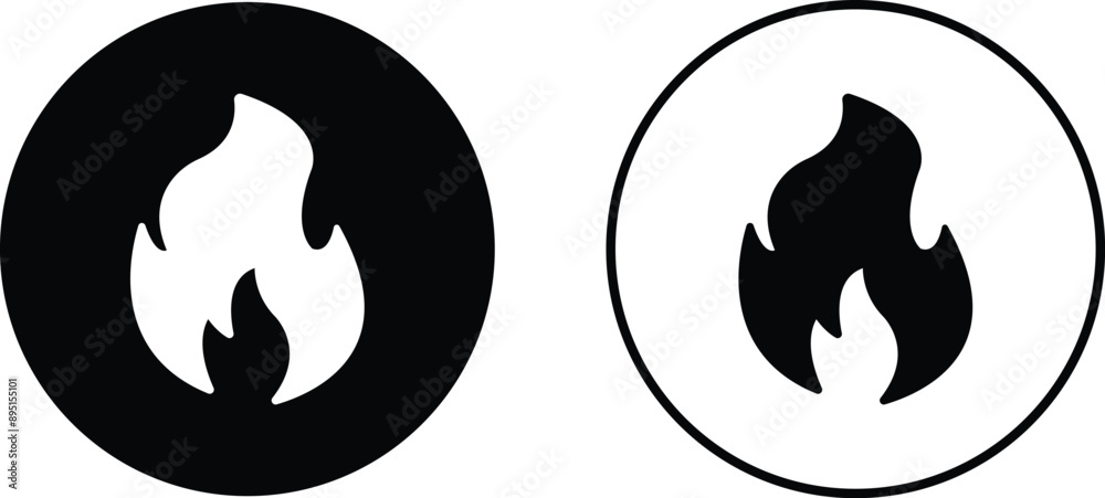 Fire icons set in flat and line style. fire warning sign isolated on ...