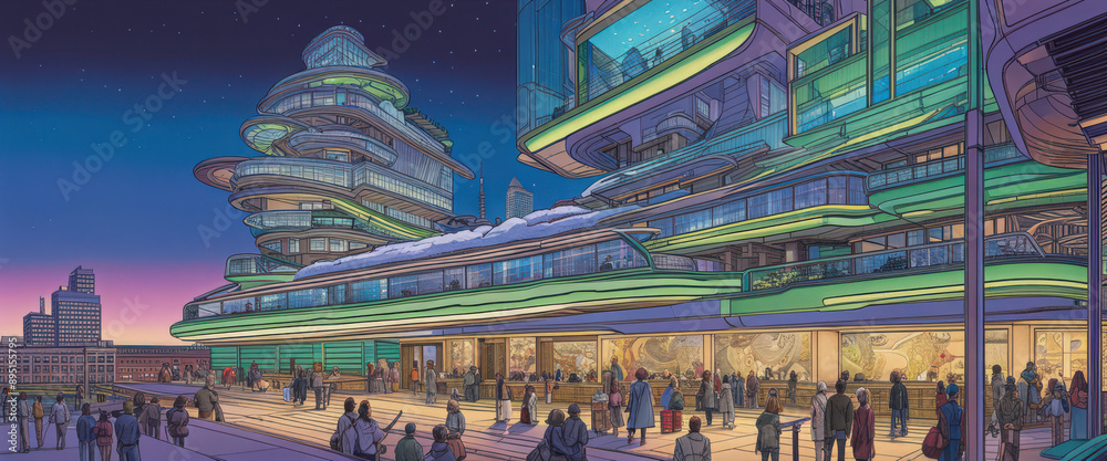 80s | Retro | Futuristic | Lo Fi | Cityscape | Seasonal | Dusk | Line ...