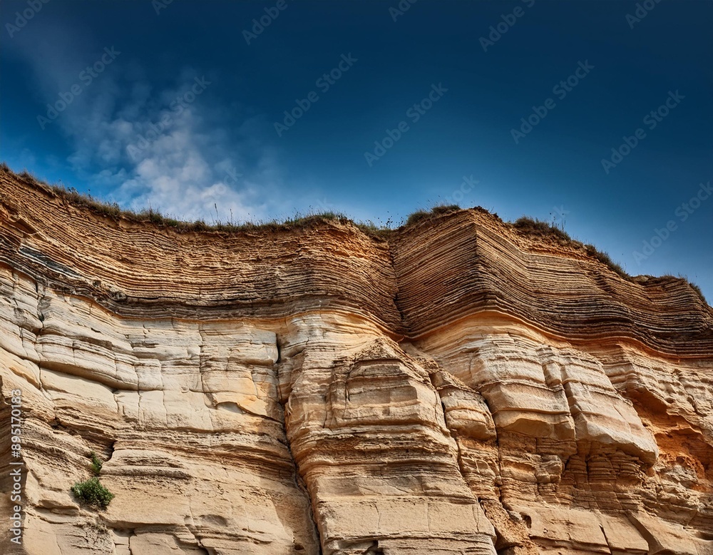 Grainy, textured sandstone cliffs with layers of sediment. Stock Photo ...