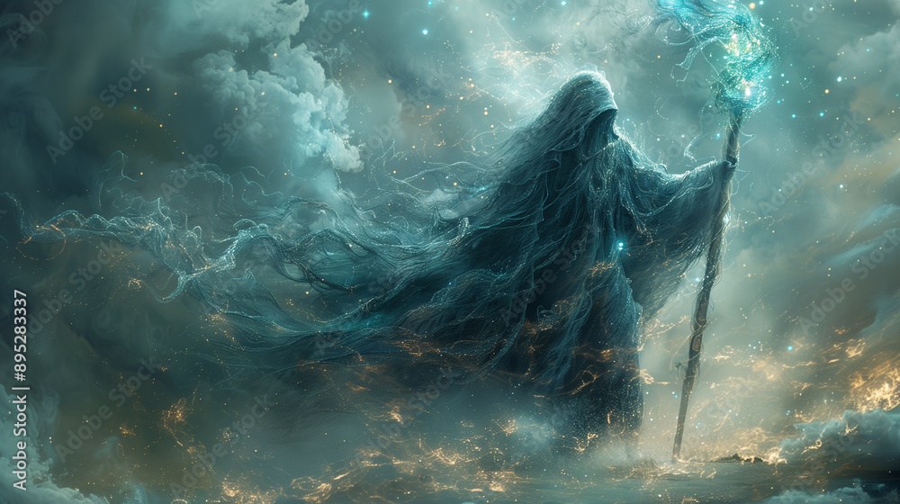 Mysterious Oracle Character Cloaked in Swirling Obsidian Black Robes ...