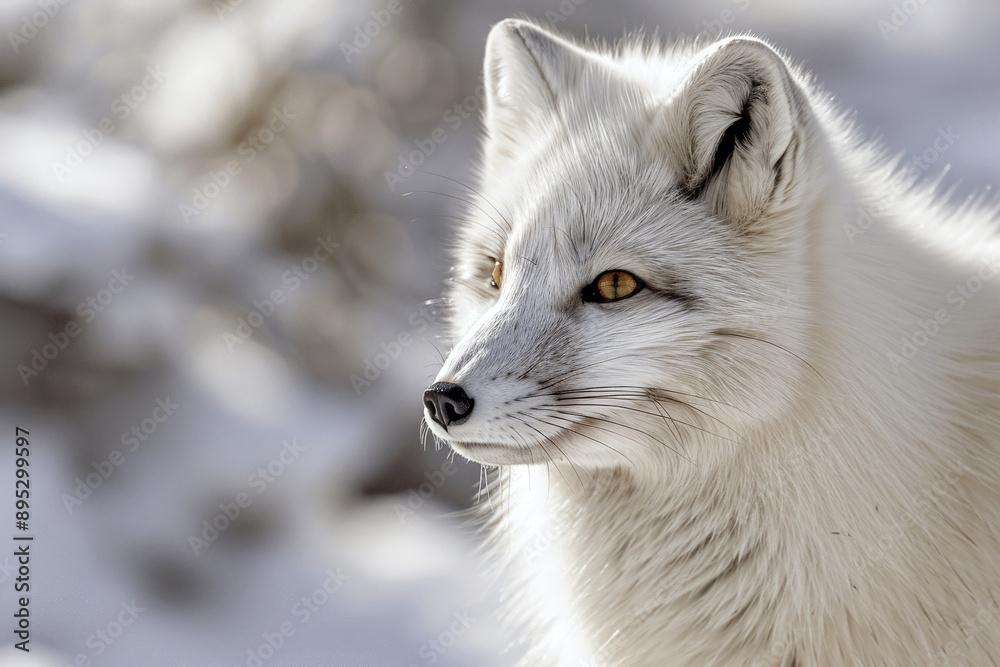 Arctic Fox: An arctic fox with its white fur blending into the ...