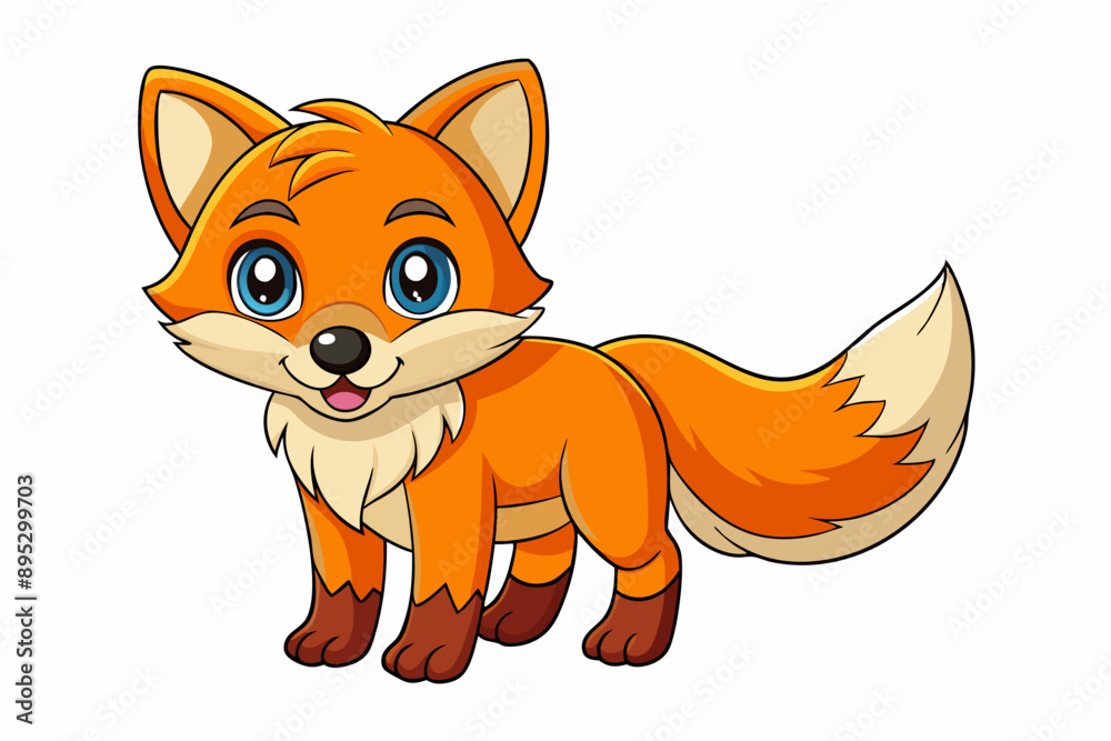 Funny Fox Vector Illustration Cartoon, Clipart, And Line Art Design ...
