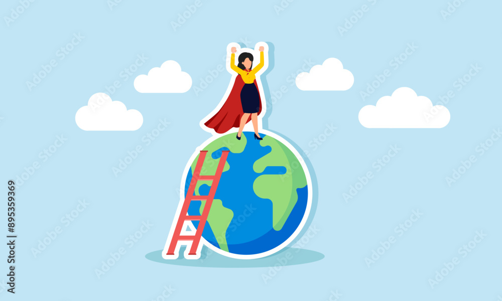 World woman leader a female CEO leading an international company, a ...