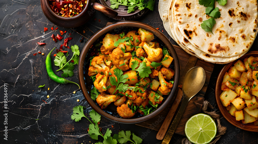 Magic in a Plate: Aloo Gobi and Coriander Roti Bliss gobi spices indian ...