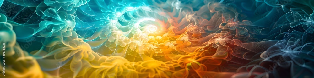 Beautiful concept of data wave function, fractal torus in the middle ...