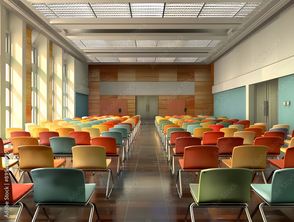 3D rendering Interior of a lecture hall, University classroom design in ...