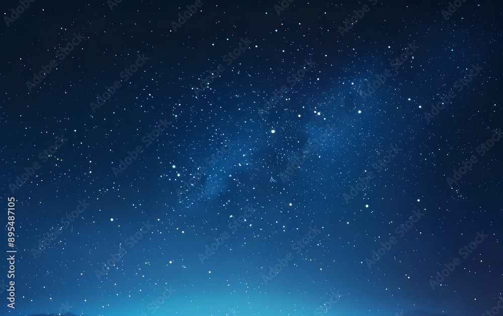 Blue cosmos. Realistic starry sky with gradient. Milky way with shining ...