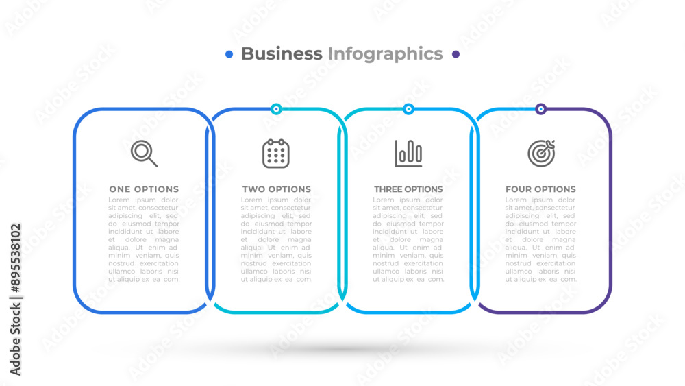 Rectangle business infographic label design with points connected and ...