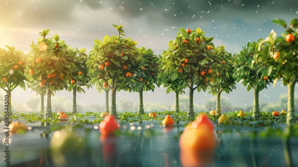 conceptual visualization of budget planning as a digital orchard, where ...