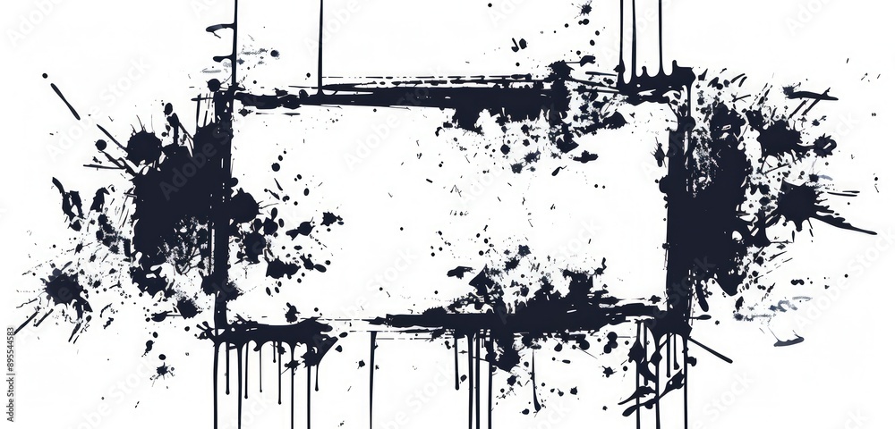 Artistic vector frames with grunge ink splatters isolated on white ...