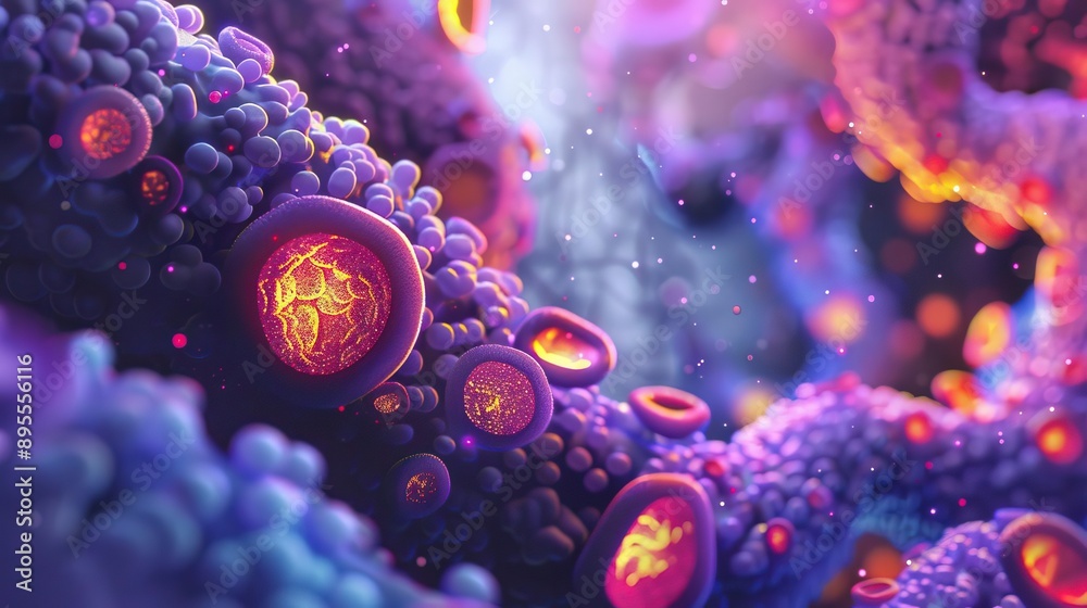 A dynamic and visually striking medical illustration, presenting ...