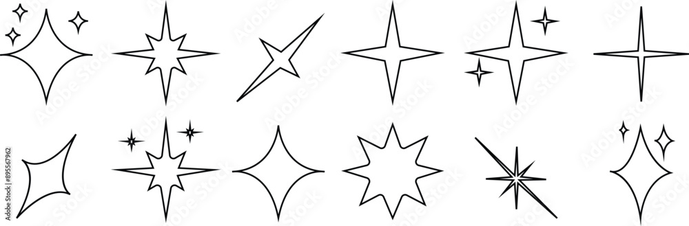 Sparkle Star Icon set, bling vector, simple Premium Quality icons ...