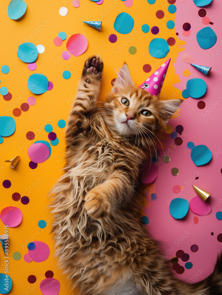 Charming Cat-Inspired Birthday Invitation Mockup with Vertical Layout ...